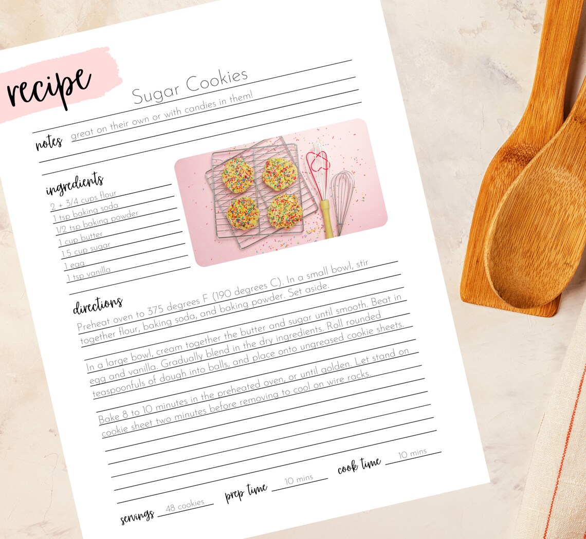Modèle de recette | Modèle de recette canva, recette imprimable, modèle ...
