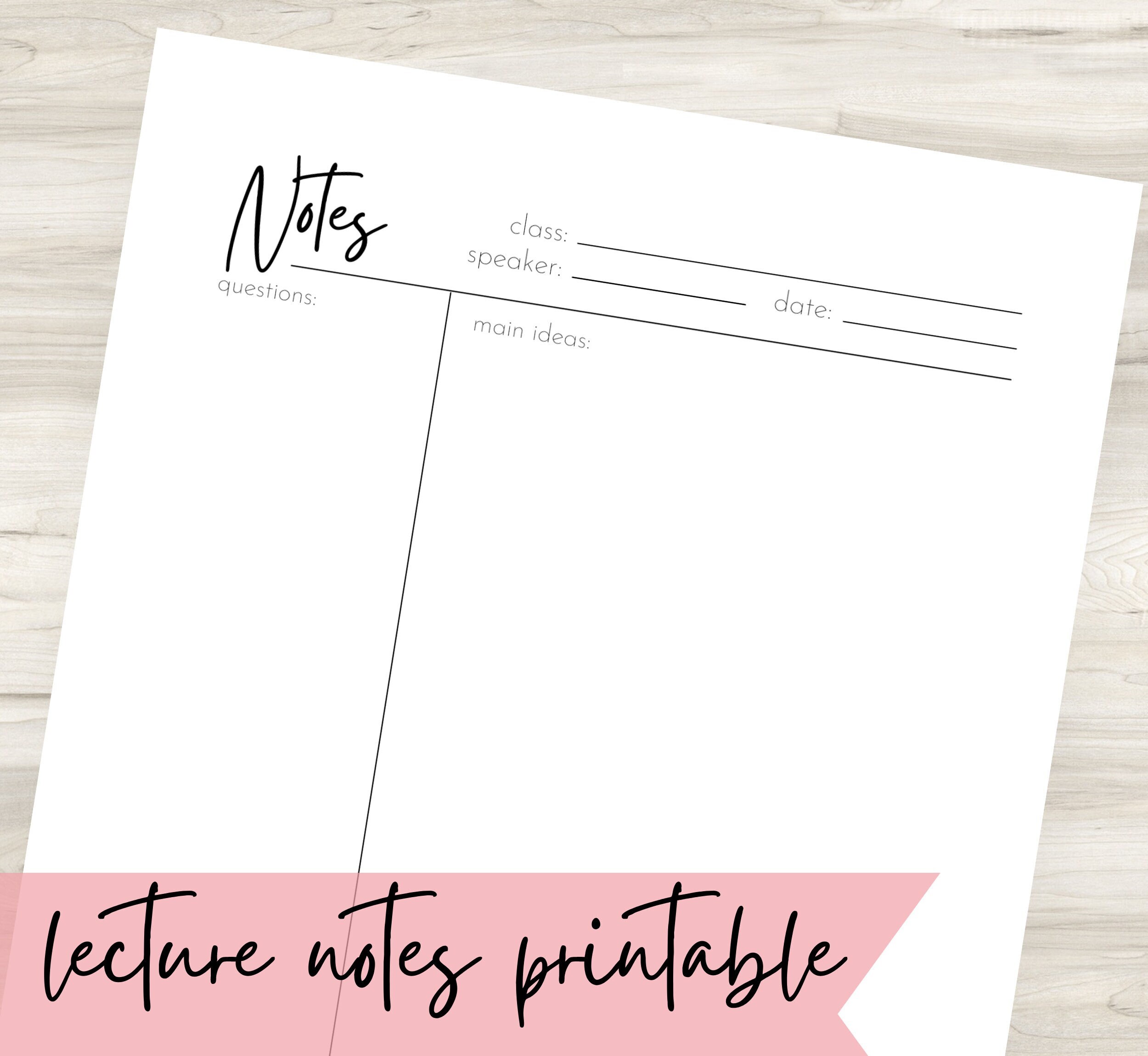Lecture Notes Printable | Note Taking for Sermon or Lectures, PDF ...