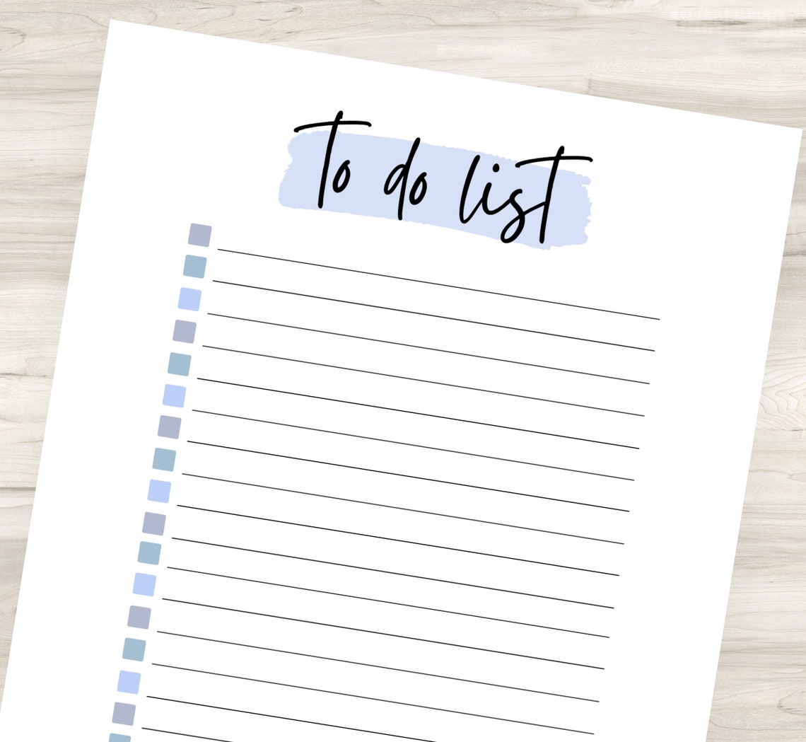 To Do List Printable | Blue to Do List, Checklist Printable, Digital ...