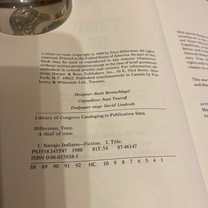 A Thief in Time , by Tony Hillerman , Signed by Author - Etsy