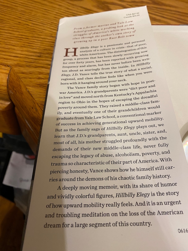 Hillbilly Elegy, JD Vance, Inscribed/signed by Author, Hardcover - Etsy