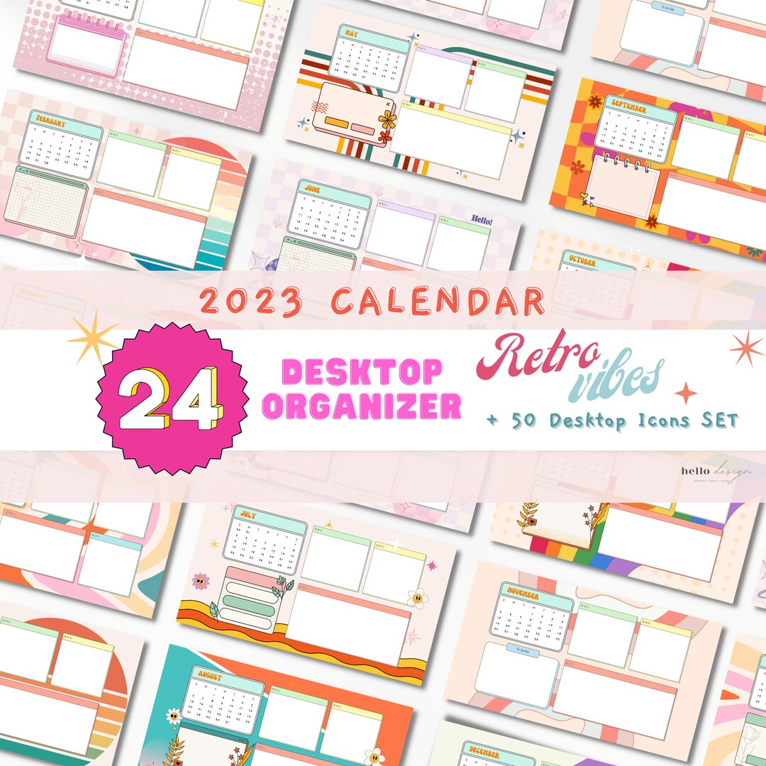 2023 Retro Desktop Organizer Wallpaper Cute Desktop Folder - Etsy