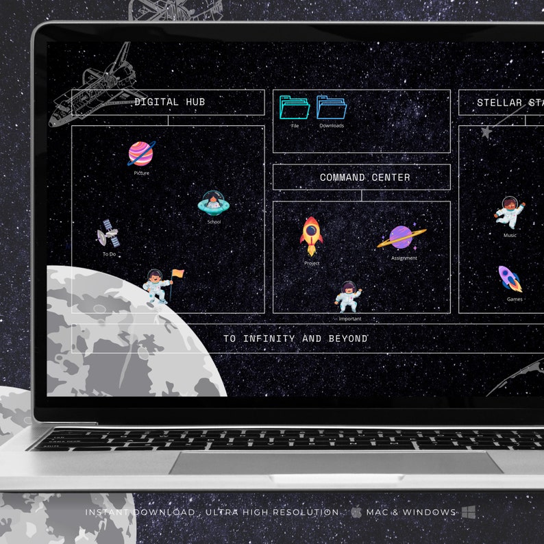 Outer Space Galaxy Desktop Wallpaper Organizer Planets - Etsy