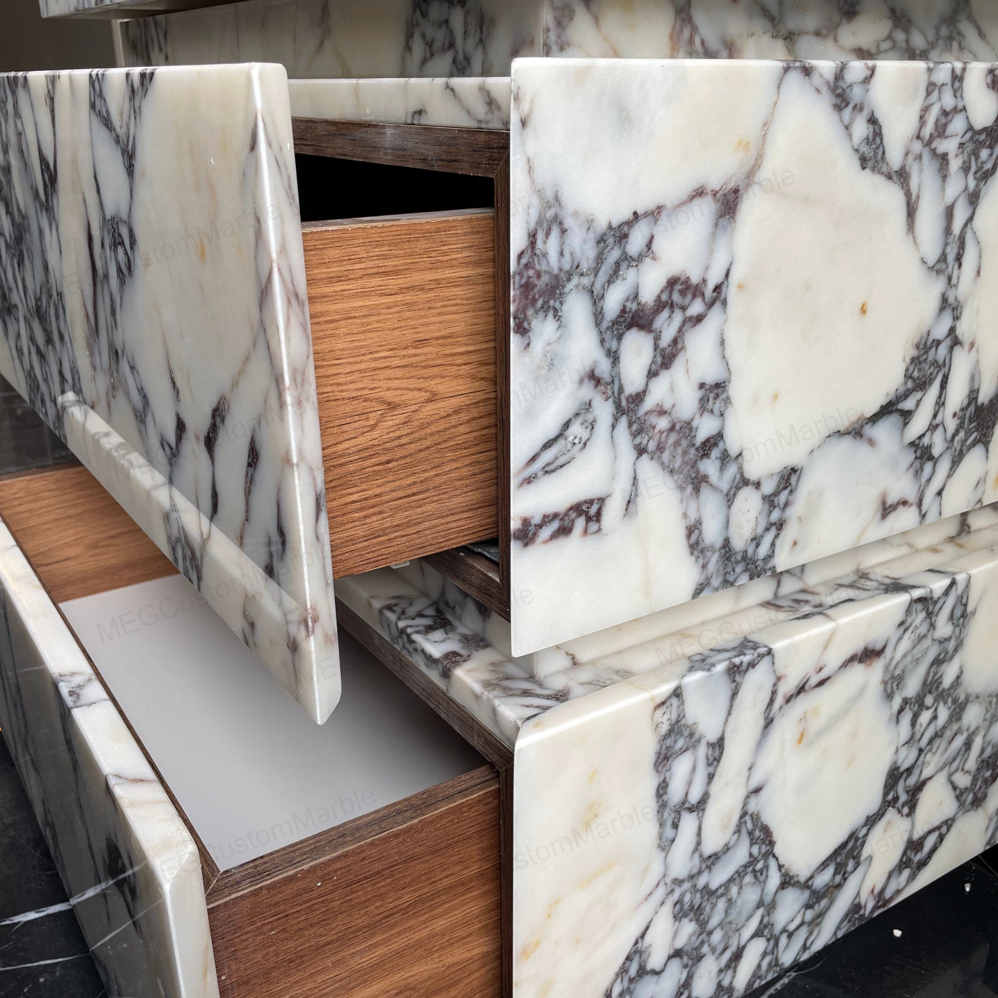 Floor Standing Marble Vanity Unit With Marble Drawers, Integrated ...