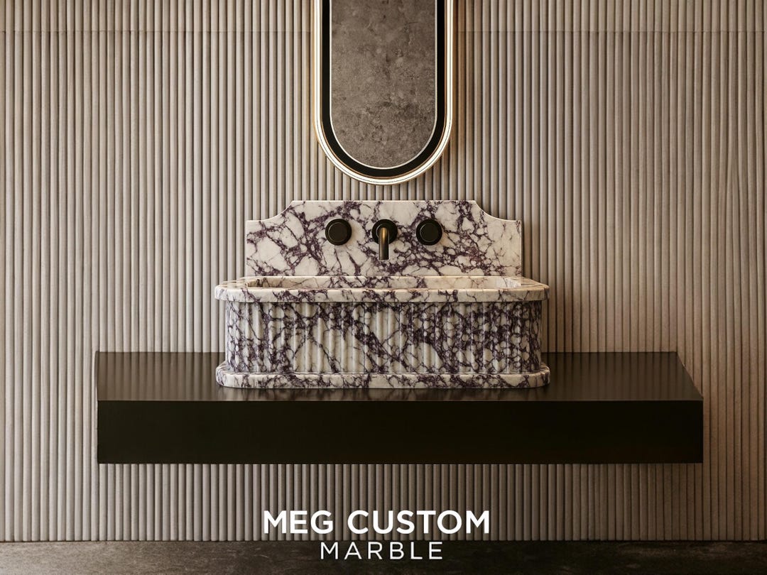 Calacatta Viola Marble Sink Custom Marble Vanity, Modern Bathroom ...