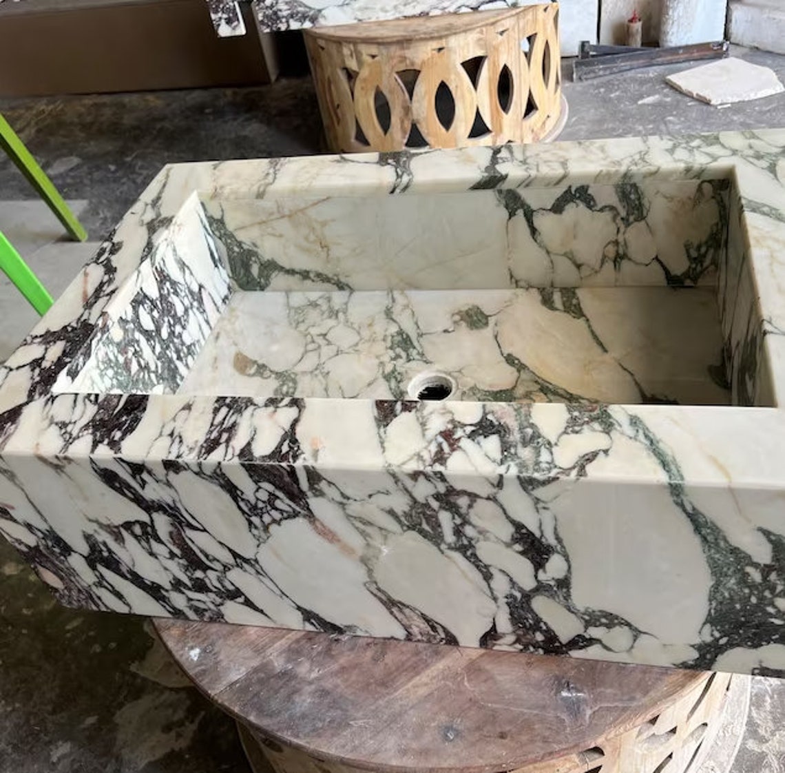 Calacatta Viola Basin Marble Sink Integrated Wall Mount 24 - Etsy UK