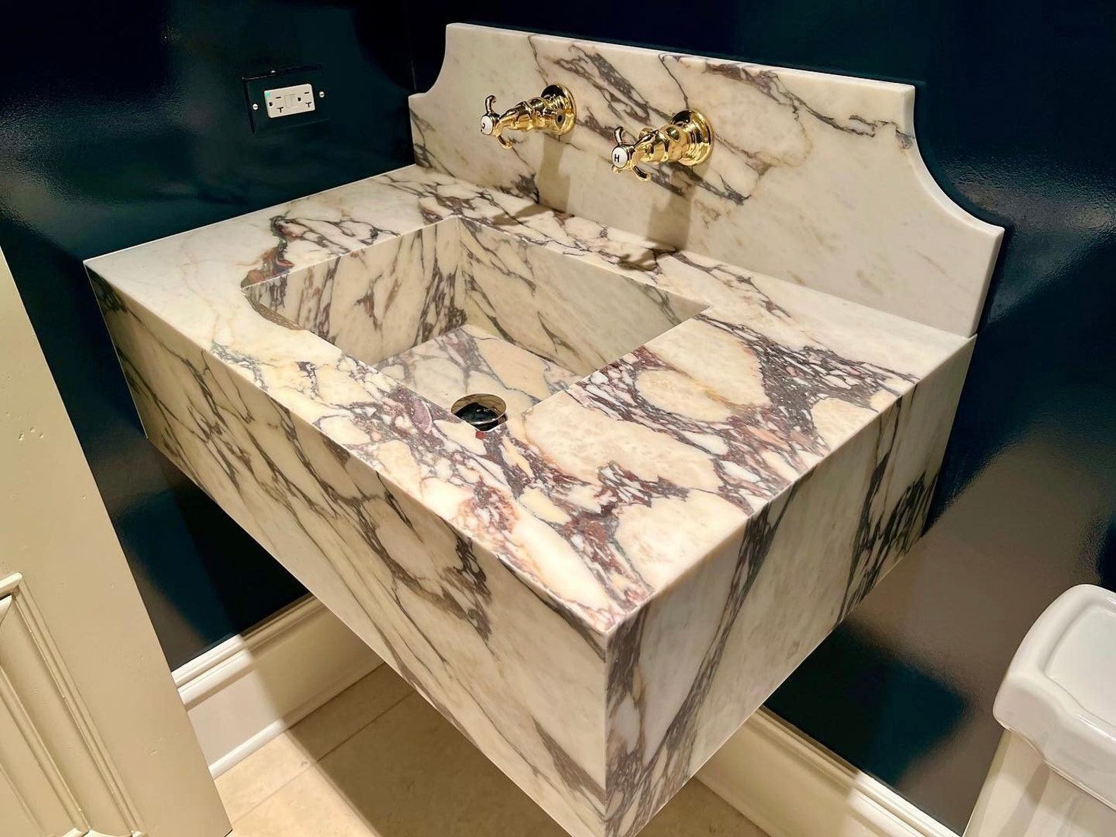 Calacatta Viola Marble Sink Floating Wall Mount for Small Size - Etsy