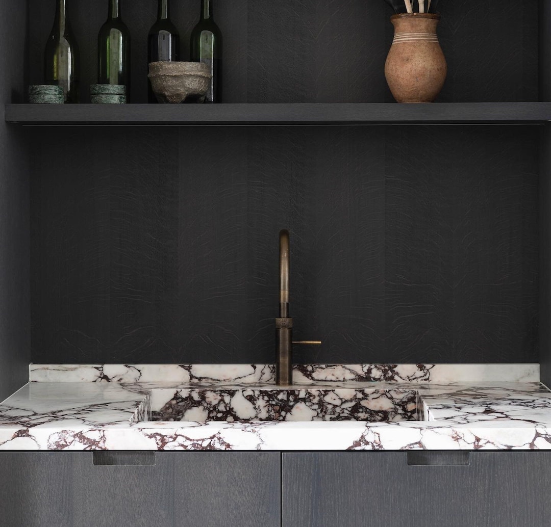 Bathroom Calacatta Viola Washbasin Cıstom Marble Sink With Back Splash ...