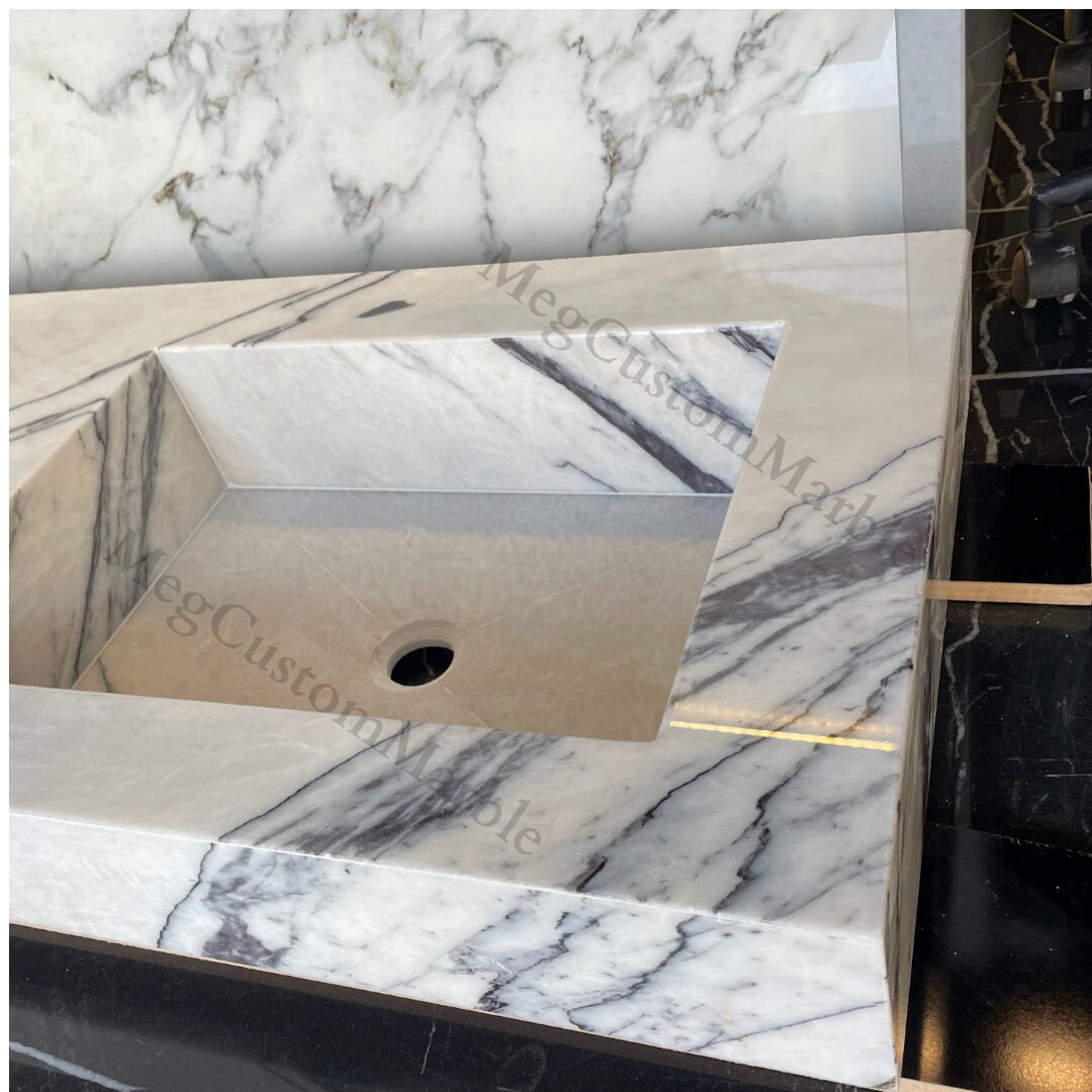 Lilac Marble Double Sink Vanity New York Marble Bathroom Wall - Etsy