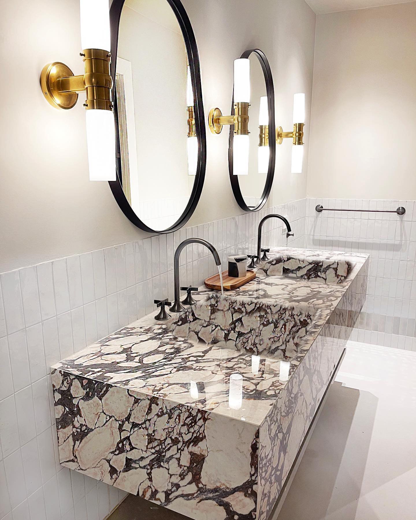 Calacatta Viola Marble Double Sink Bath Wall Mount Sink - Etsy UK