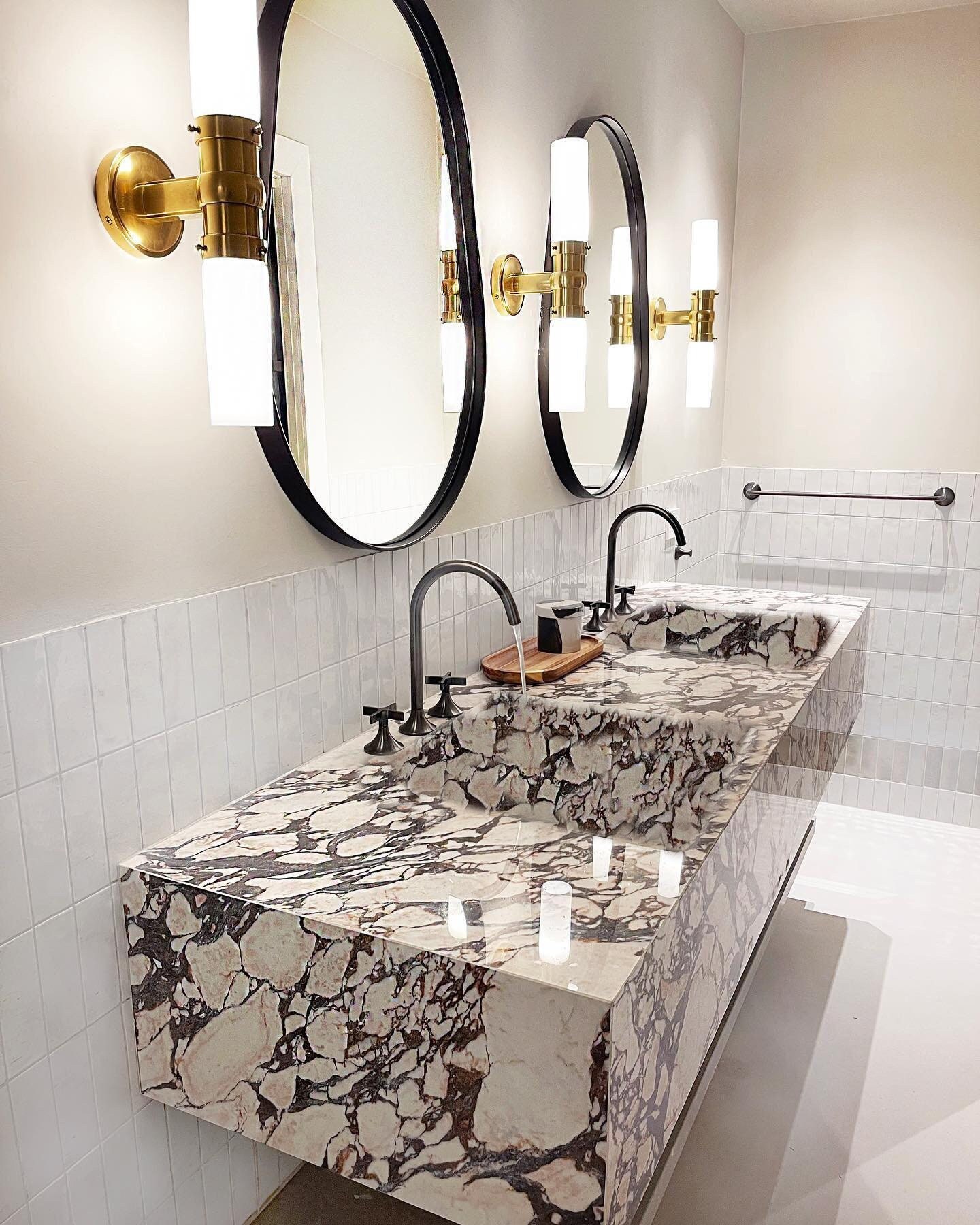 Calacatta Viola Marble Double Sink Bath Wall Mount Sink - Etsy Australia