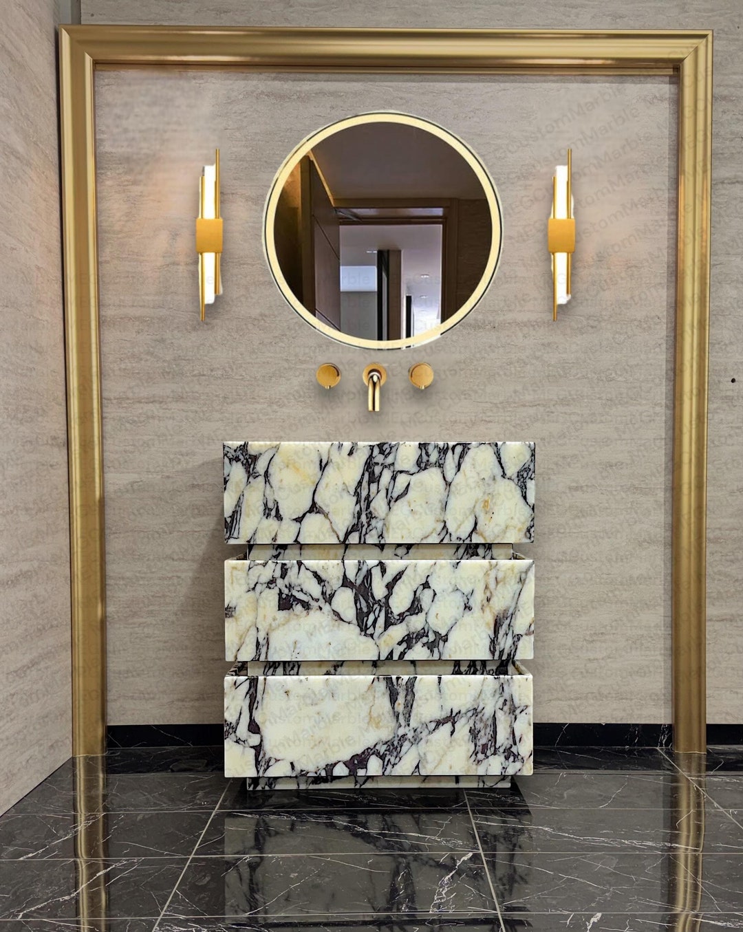 Custom Viola Arabescato Bathroom Marble Vanities, Marble Basin, Custom ...