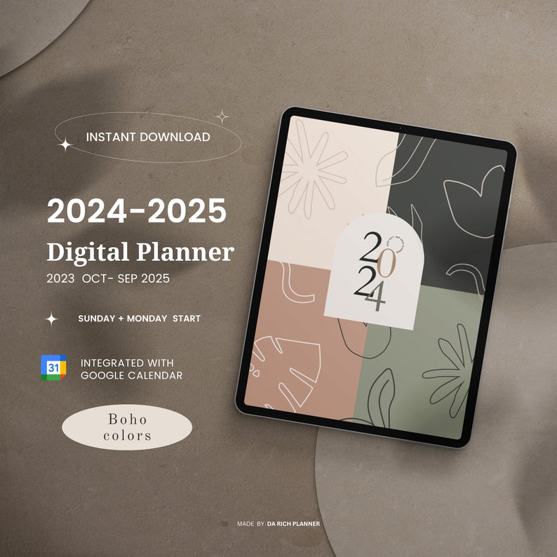 Boho Digital Planner 2024, Goodnotes, Notability for iPad & Tablet ...