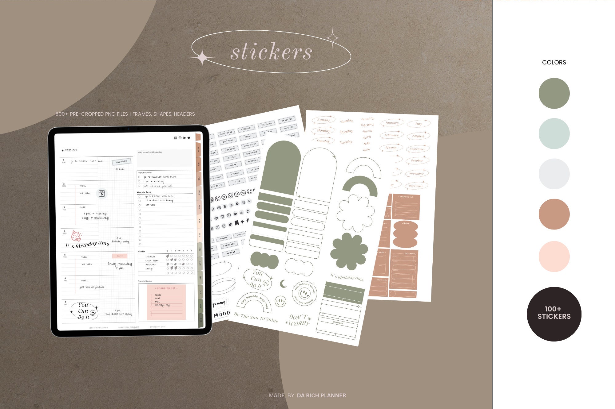 Boho Digital Planner 2024, Goodnotes, Notability for iPad & Tablet ...