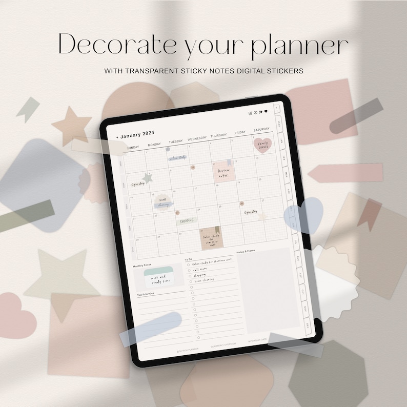 Transparent Digital Stickers: Minimalist Sticky Notes for Goodnotes ...