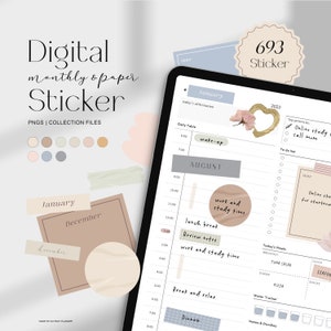 Months & Weekdays Digital Planner Stickers, Student Stickers for Ipad ...