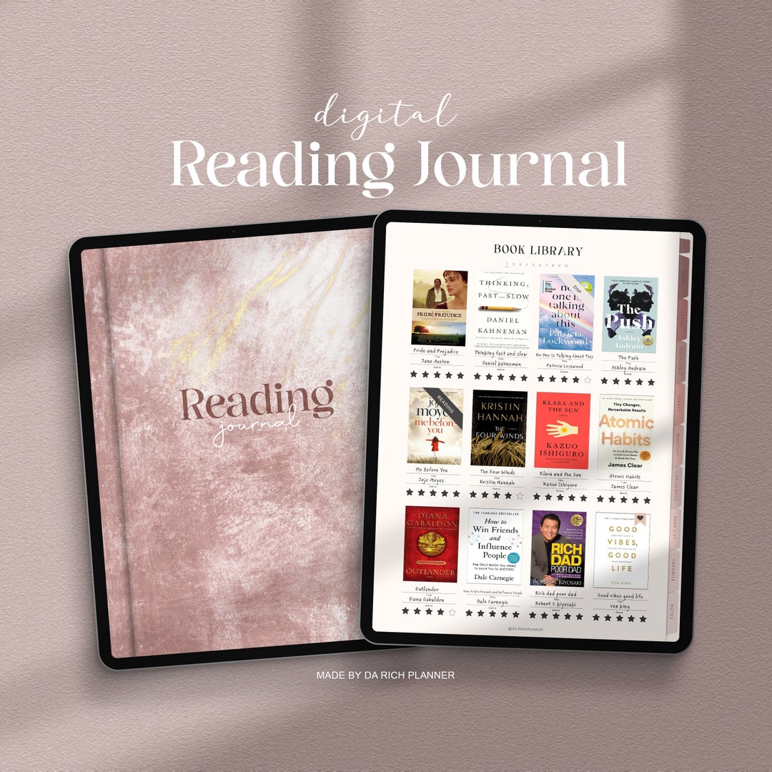 Digital Reading Journal Pink, Book Review & Library Tracker for ...