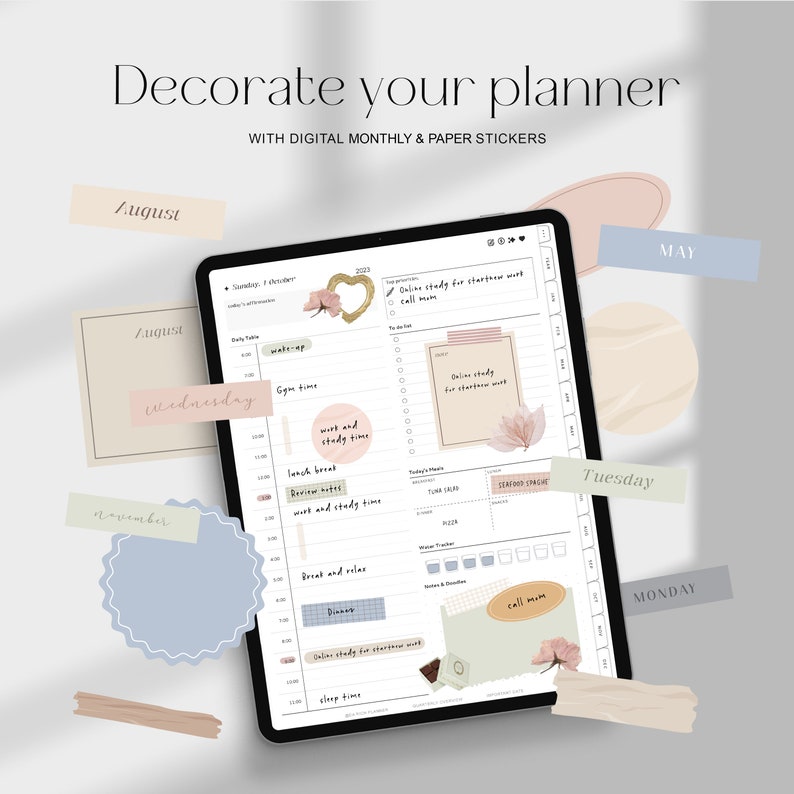 Months & Weekdays Digital Planner Stickers, Student Stickers for Ipad ...