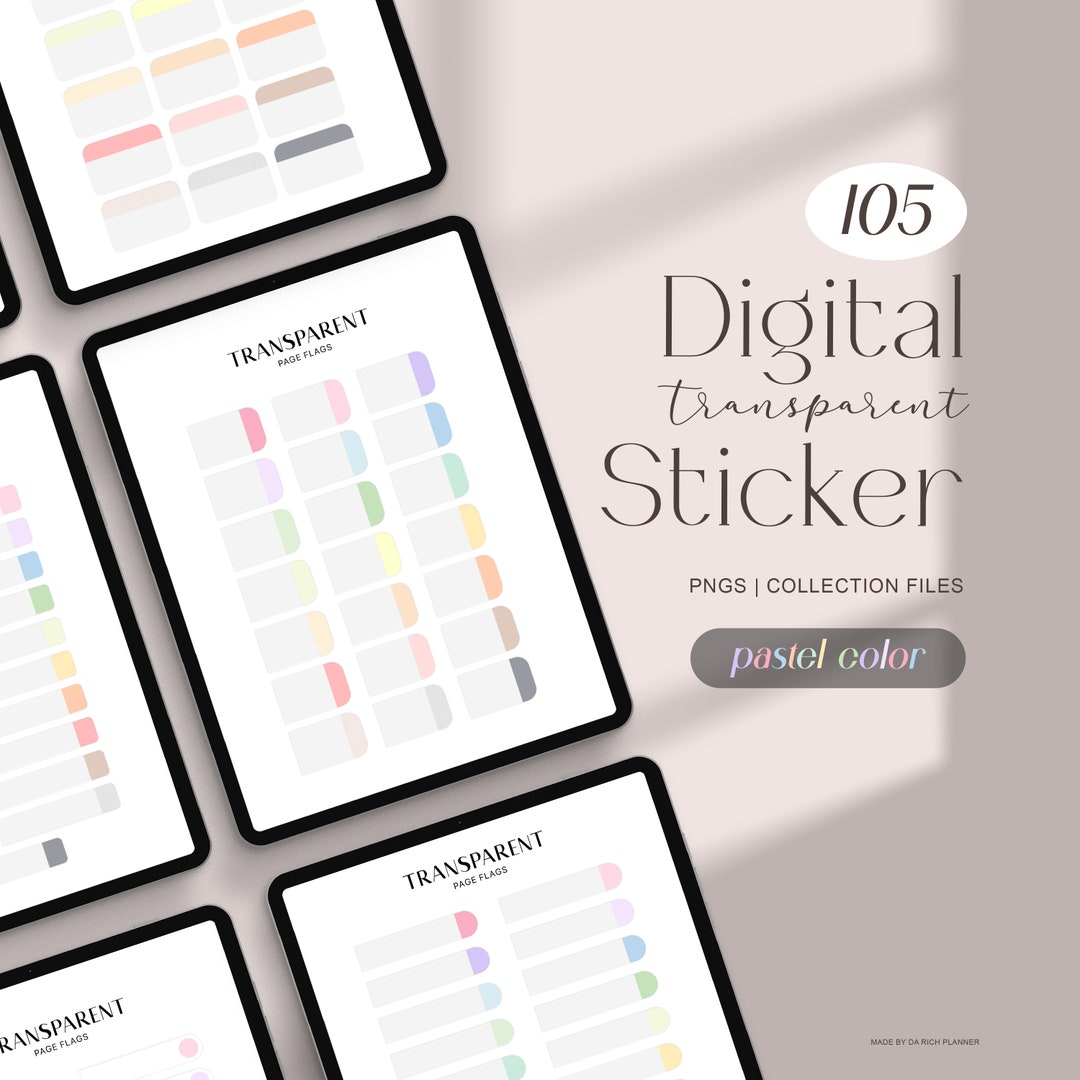 Pastel Transparent Digital Planner Stickers, Student Stickers for Ipad ...