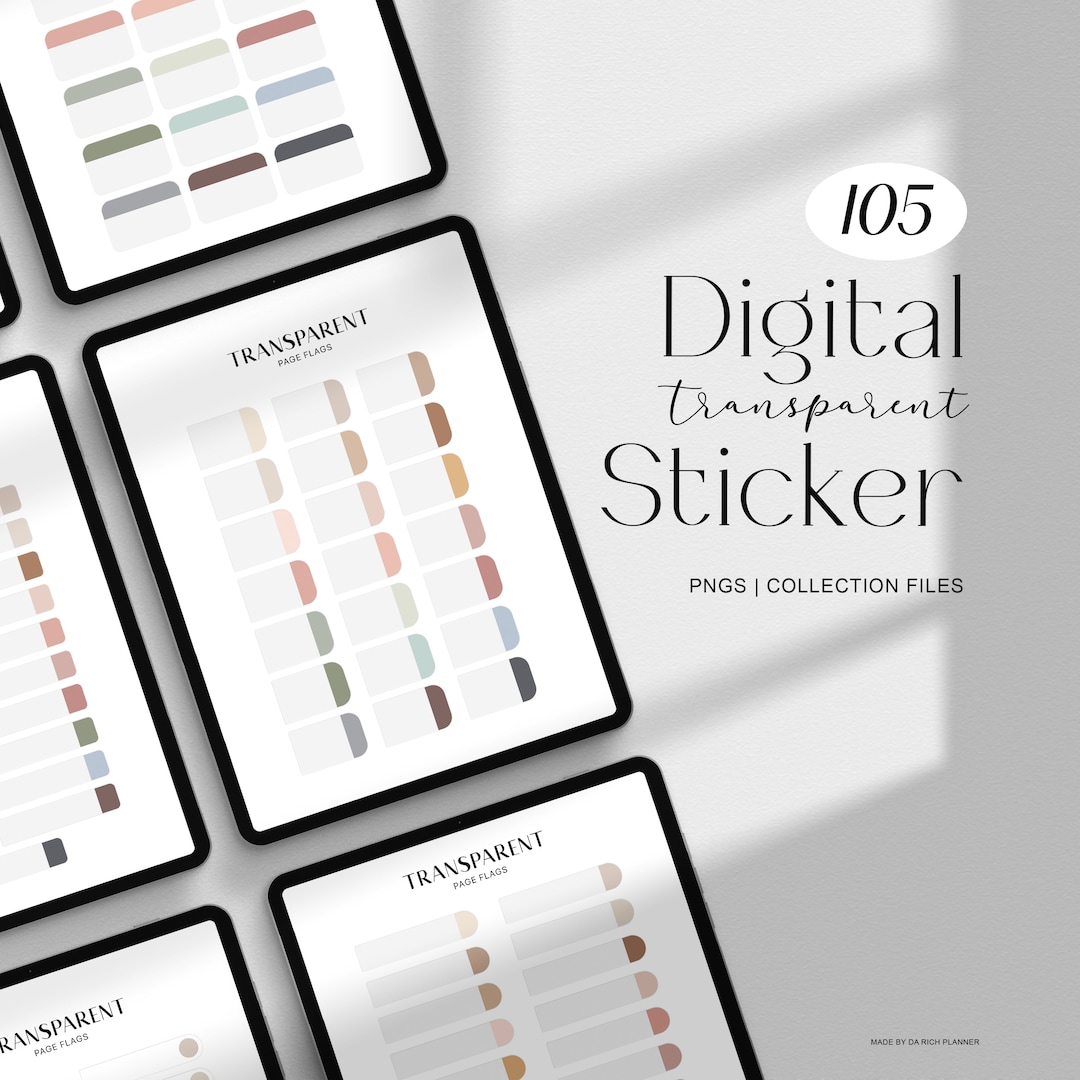 Transparent Digital Planner Stickers: Minimalist Student Stickers (PNG ...