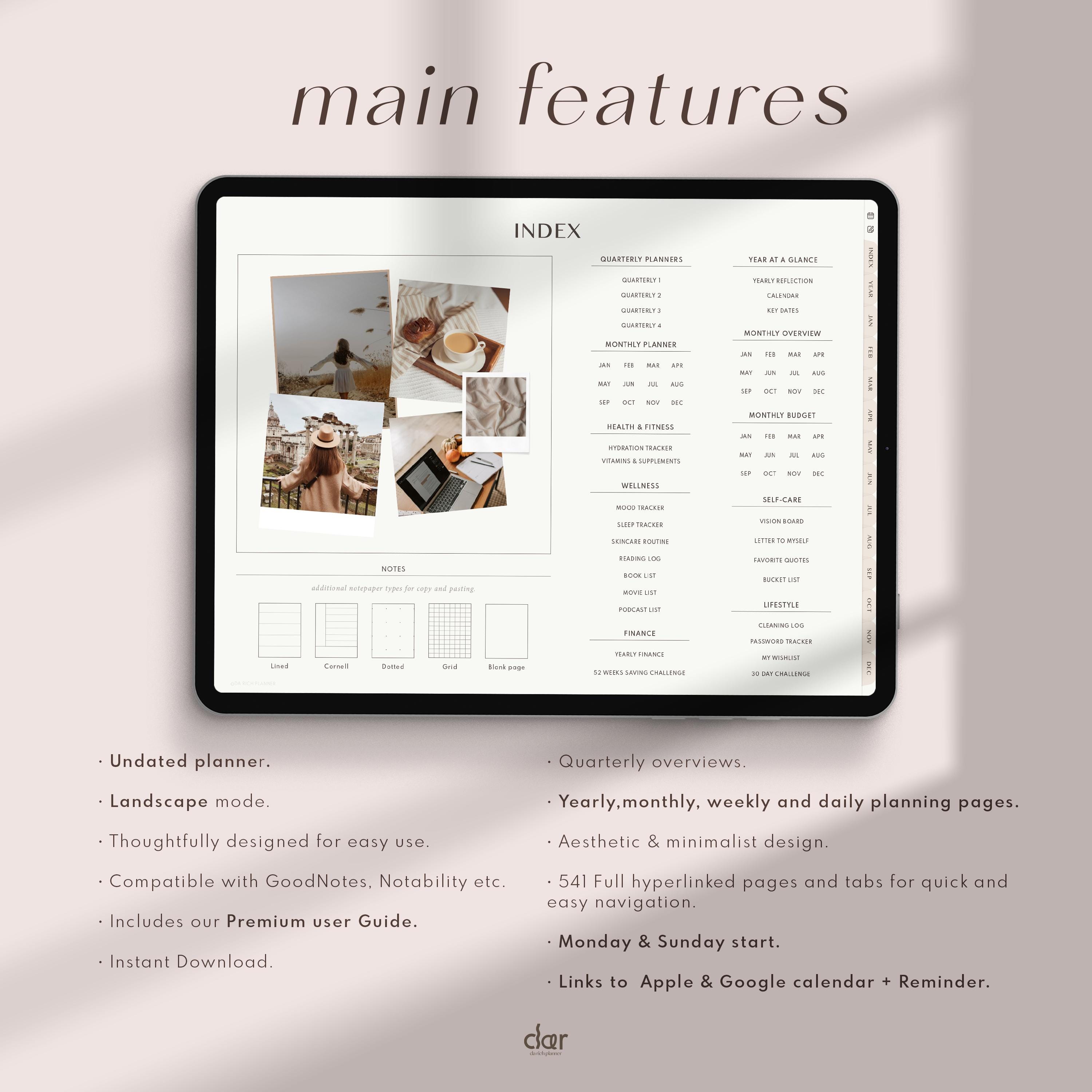 Simple Digital Planner, Minimalist Undated Planner, iPad Planner ...