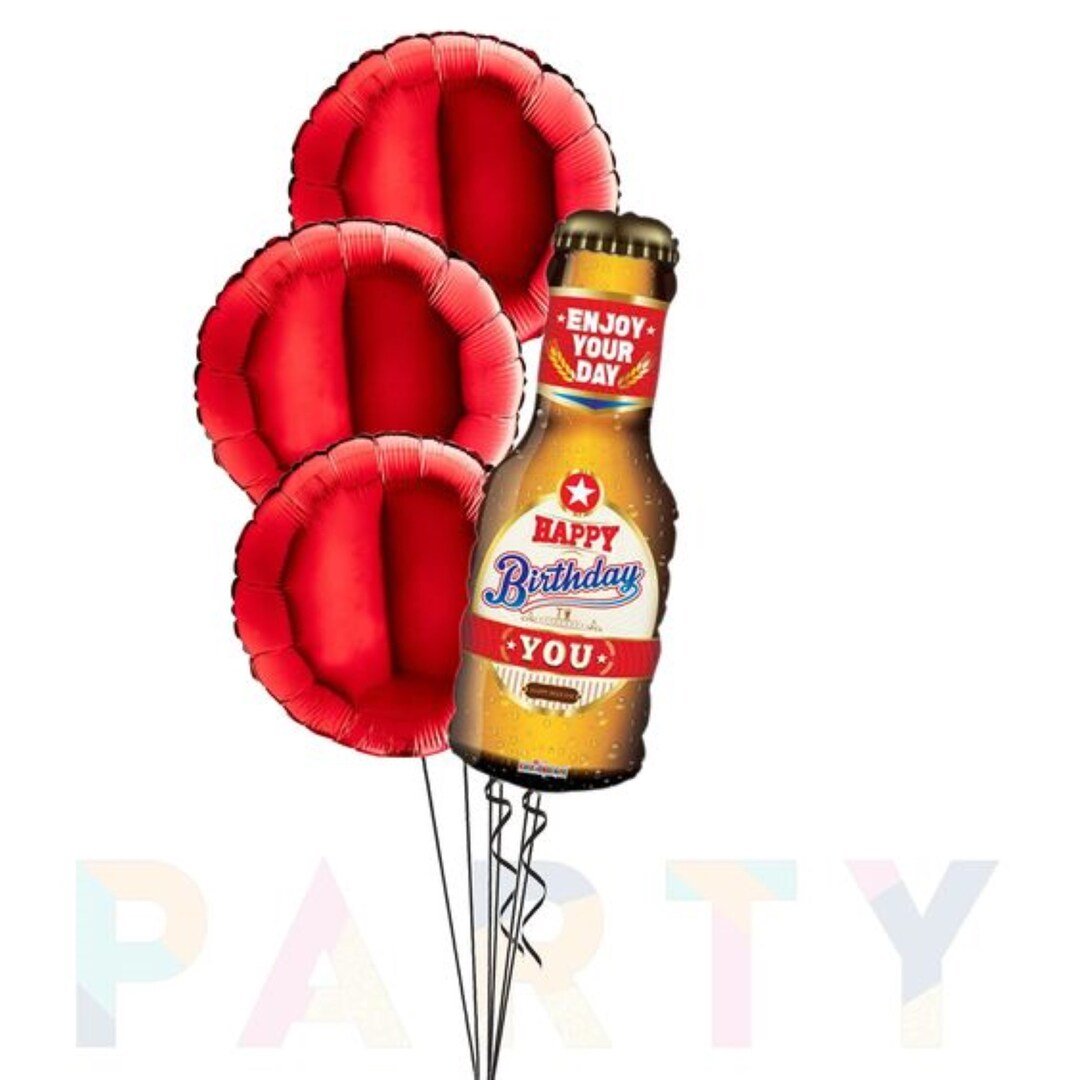 CHEERS & BEERS Balloons Happy Birthday Beer Bottle Balloons Large ...