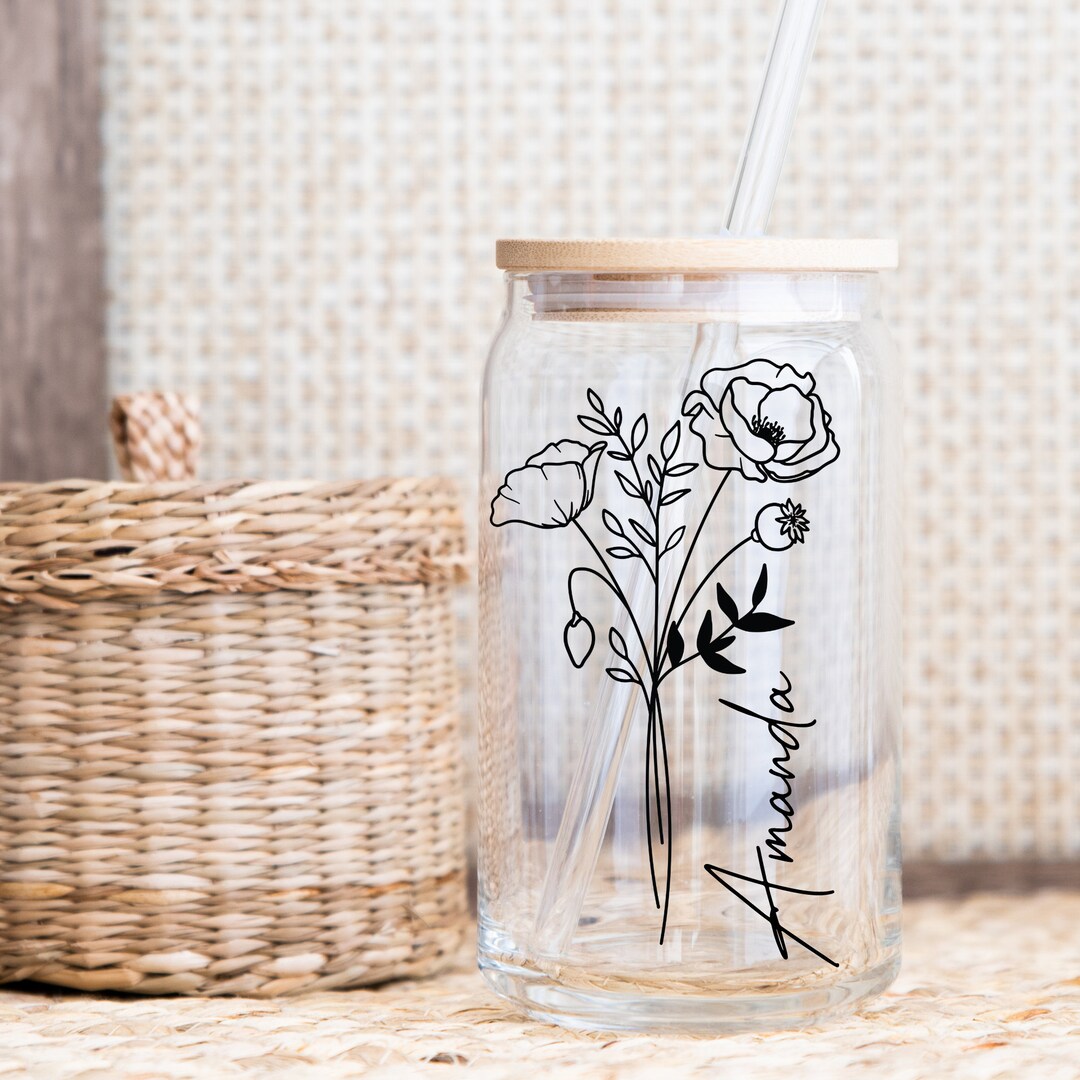 Personalized Birth Flower Coffee Cup With Name Gifts for Her Bridesmaid ...