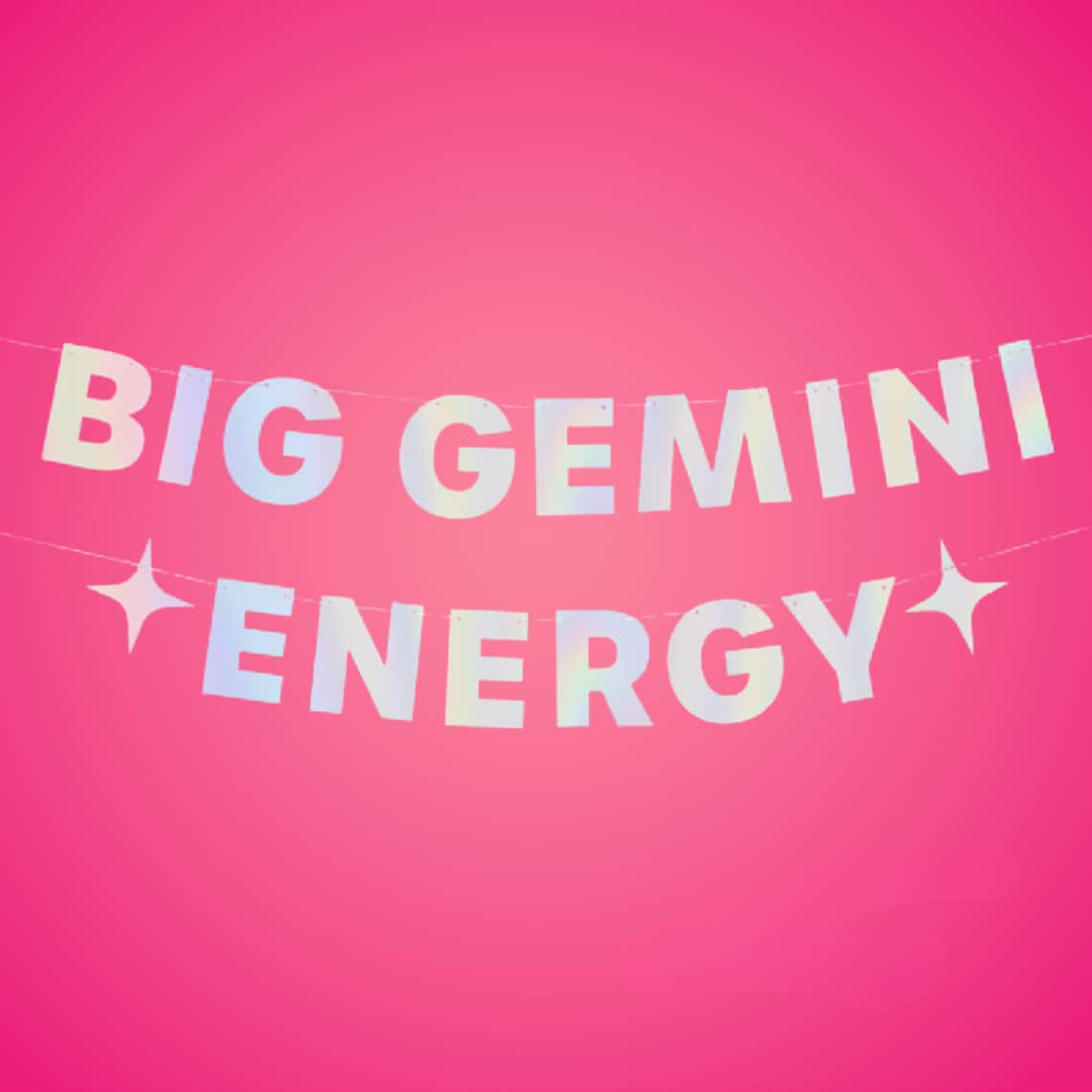 Big Gemini Energy Birthday Party Holographic Foil Banner - 5 Ft ...