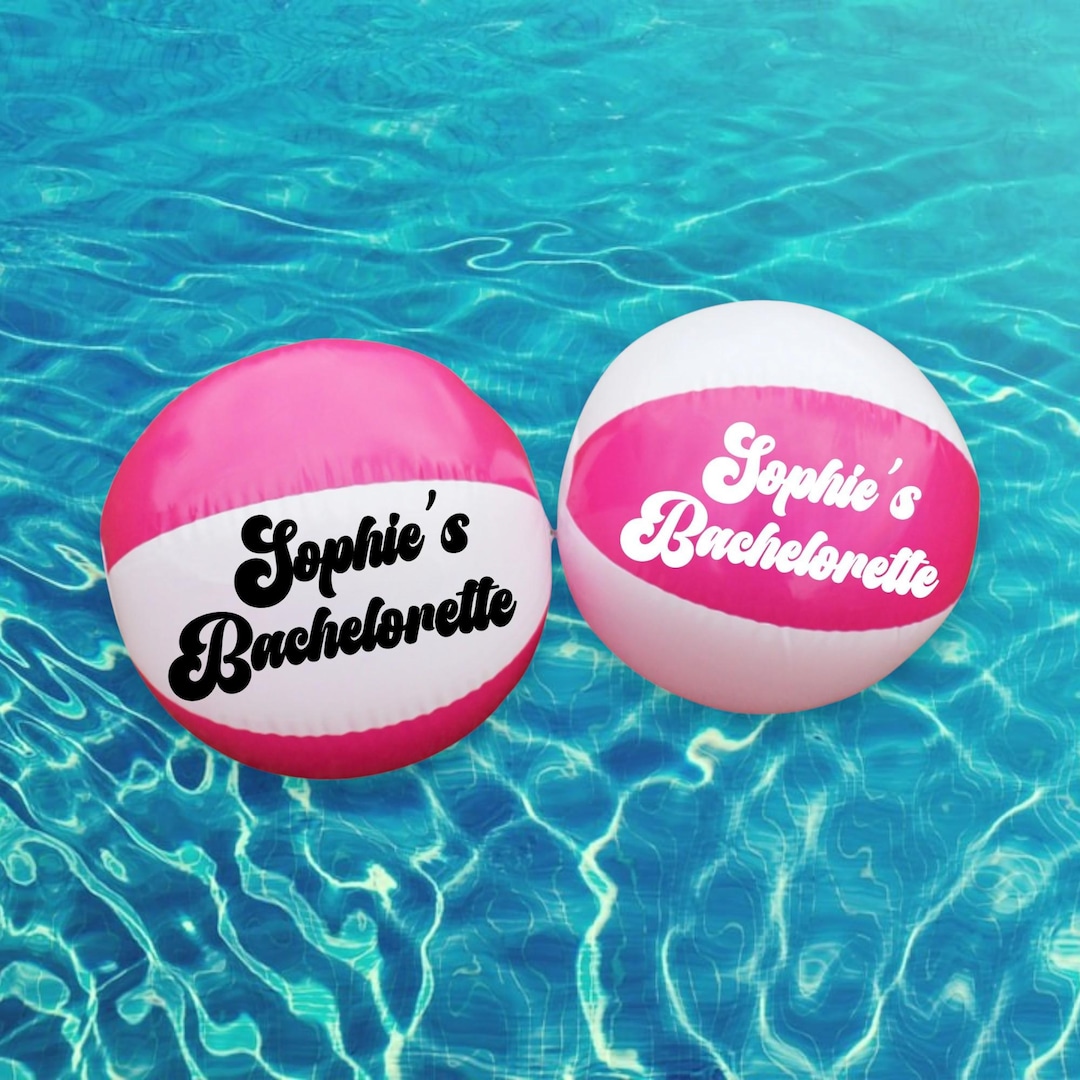 Personalized Pink Pool Party Beach Balls for Bachelorette Party ...