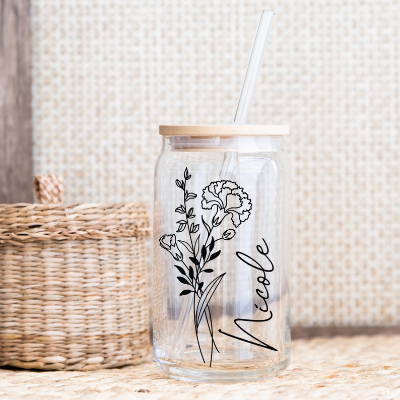 Personalized Birth Flower Coffee Cup With Name Gifts for Her Bridesmaid ...