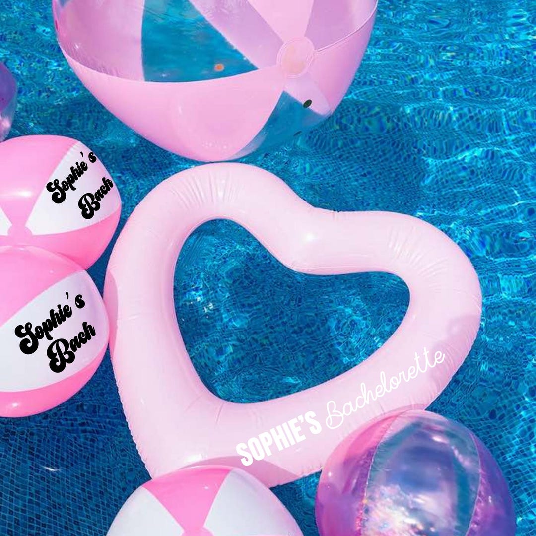 Personalized Pink Pool Party Beach Balls for Bachelorette Party ...