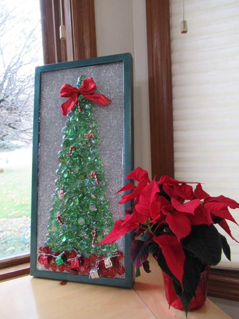 Glass Bead Christmas Tree Wall Art | Handmade Holiday Decor (21"x10 ...