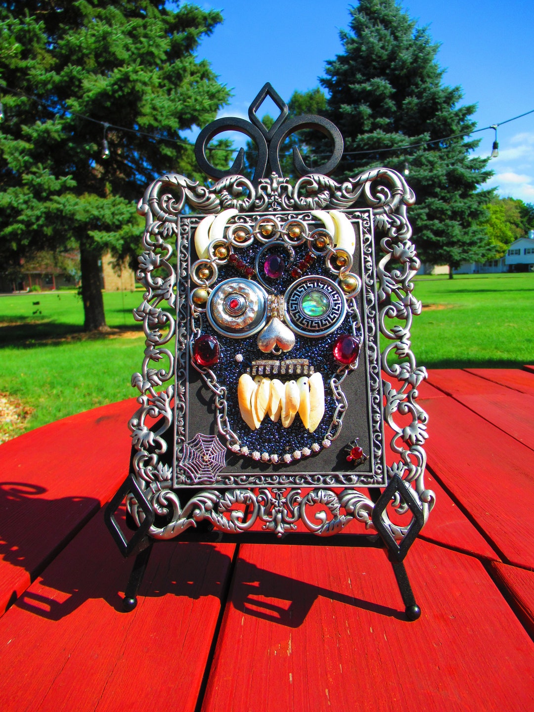 The Gothic Trickster ~ Ornate Gothic Skull Jewelry Art – 7x8.5 One-of-a ...
