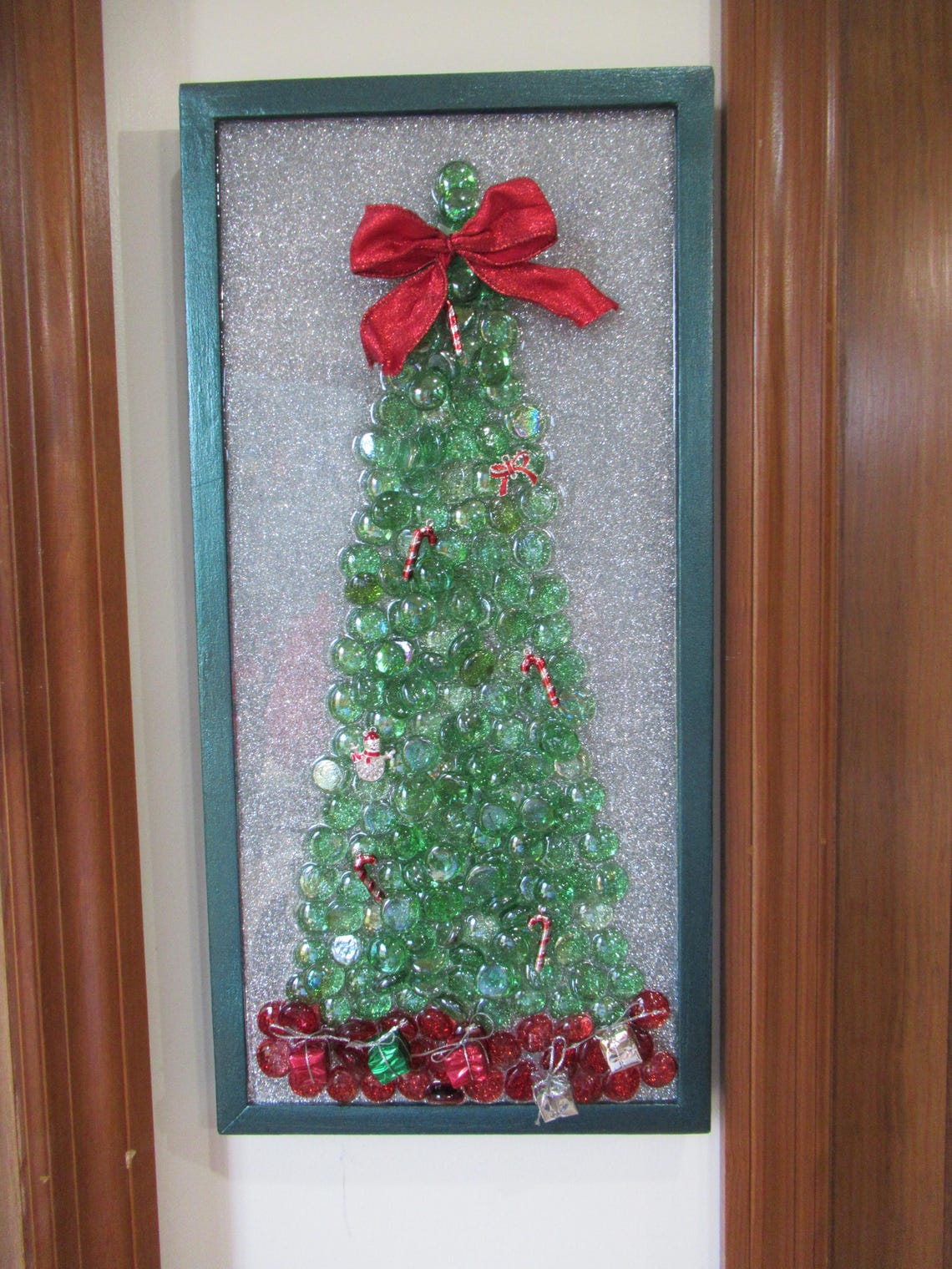 Glass Bead Christmas Tree Wall Art | Handmade Holiday Decor (21"x10 ...