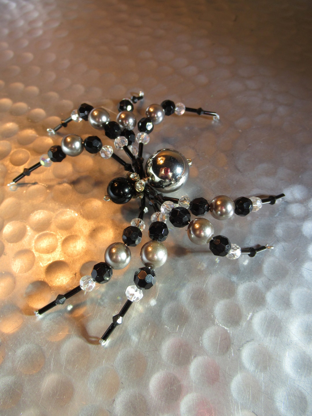 Large Black and Silver Spider Decoration Ornament Jewelry Art 5x4.5 - Etsy