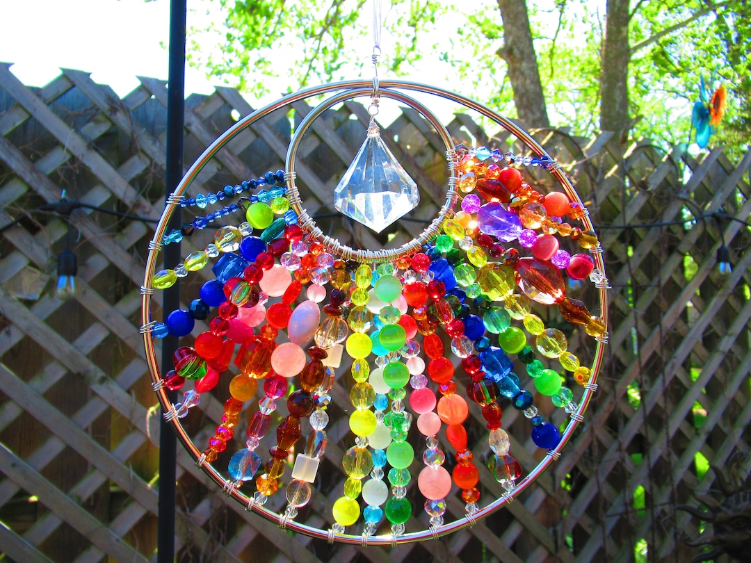 Large Rainbow Beaded Sun Catcher for Your Garden or Window 8 in ...