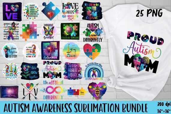 Autism Awareness Sublimation Designs Bundle for T-shirts. | Etsy