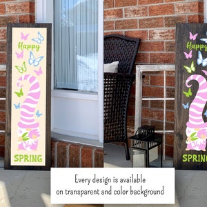Spring Gnomes Porch Signs Bundle. Flowers and Butterflies Vertical ...