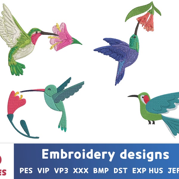 Hummingbird Embroidery Designs - Etsy