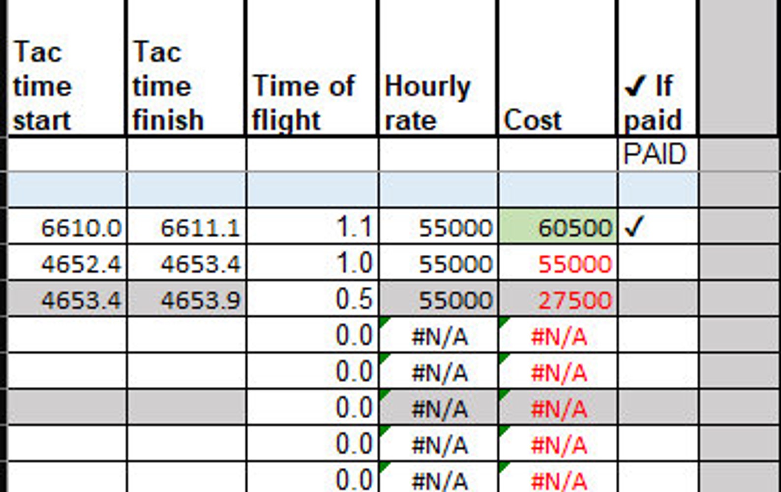 Jeppesen Style Excel Logbook (excel Spreadsheet) - Etsy
