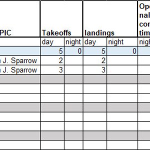 Jeppesen Style Excel Logbook (excel Spreadsheet) - Etsy