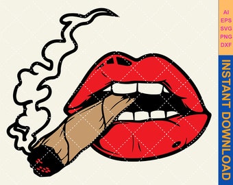 Lips Smoking Svg - Etsy