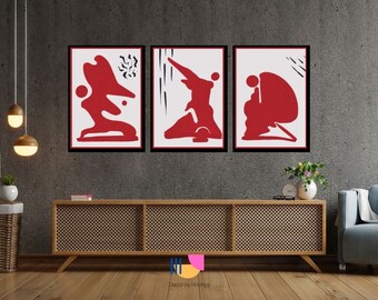 Red Modern Art | Etsy