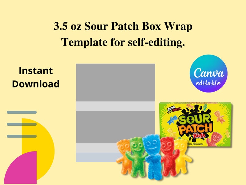 Sour Patch Kids 3.5 Oz. Candy Box Wrapper Template Blank Sour - Etsy Canada