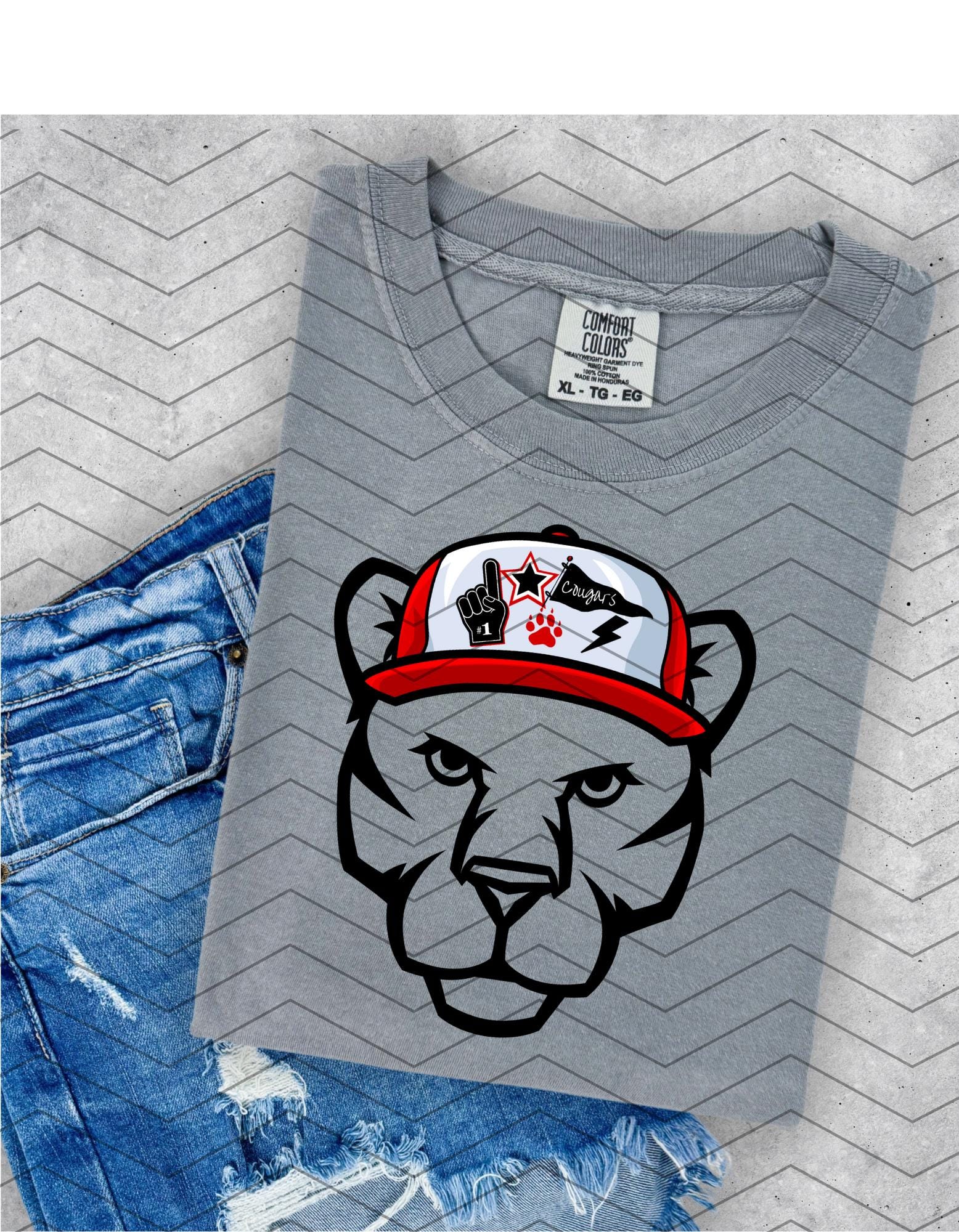 Cougars Paw Print Mascot PNG Red School Spirit Pride | Trucker Hat - Etsy