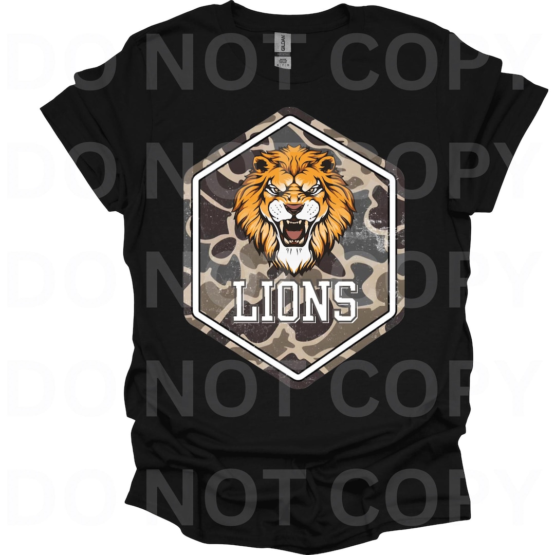 Lions Camo Mascot PNG School Spirit Pride - Etsy