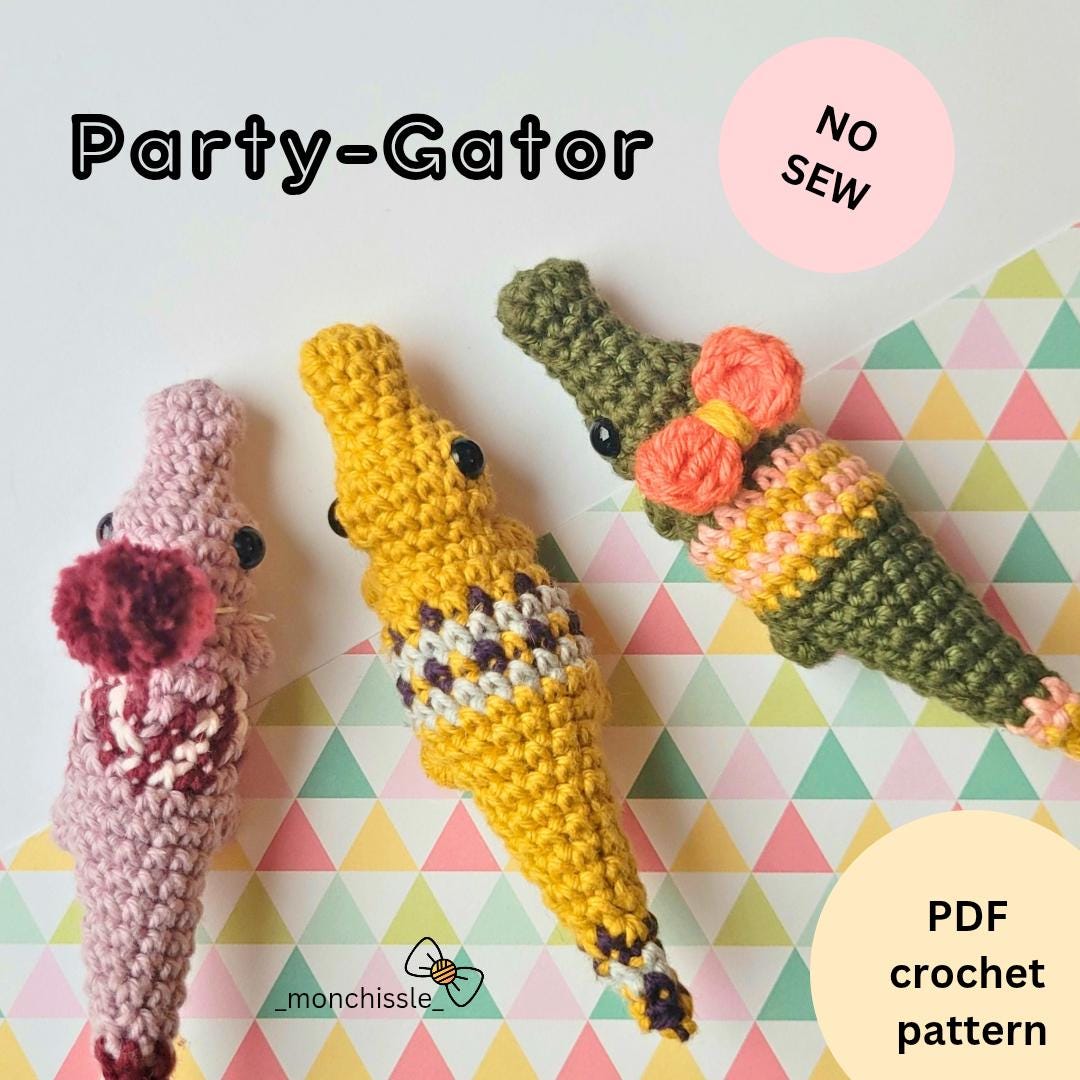 Party-gator (alligator) - Crochet Pattern, No Sew, PDF, Alligator ...