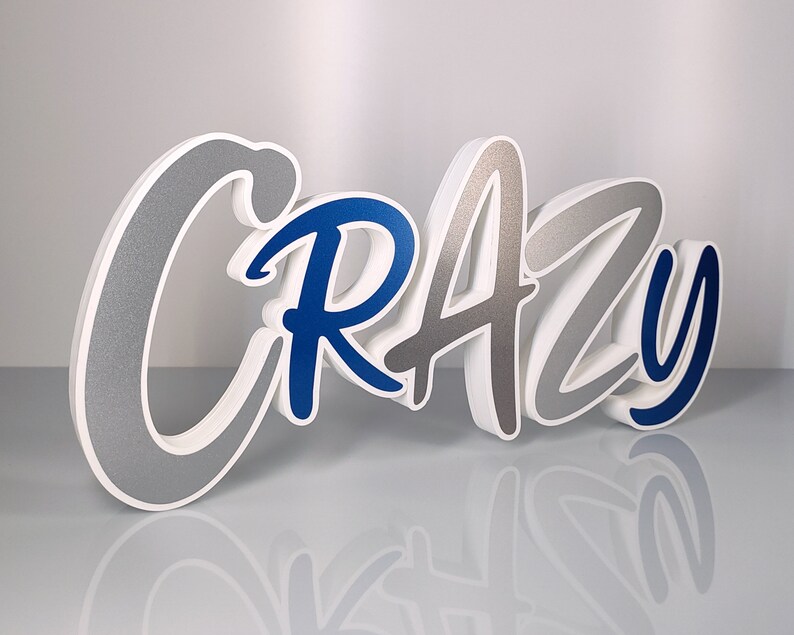 3D Printed Word Art Sign CRAZY Cool Funky Decor. Unique One - Etsy