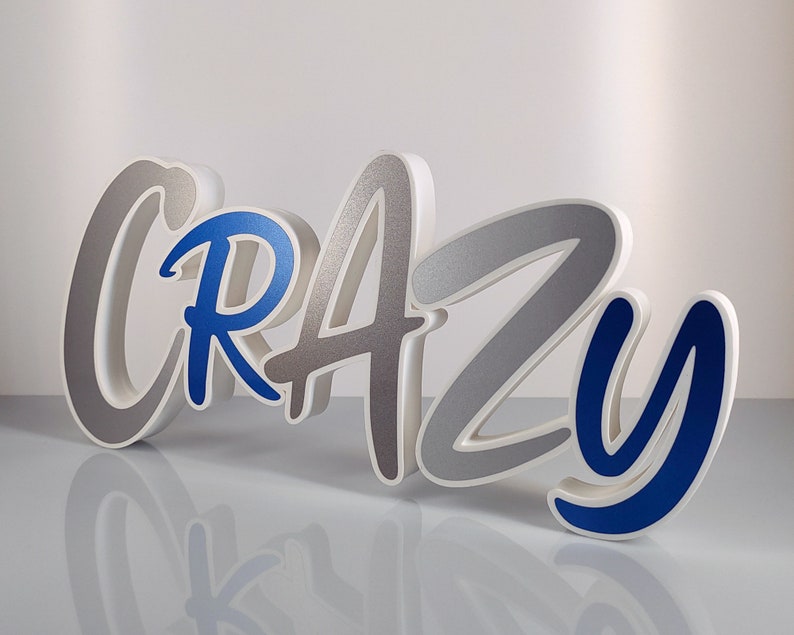 3D Printed Word Art Sign CRAZY Cool Funky Decor. Unique One - Etsy