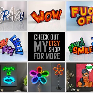 3D Retro Pop Art Sign, Unique Freestanding Desk Modern Pop Art Decor ...